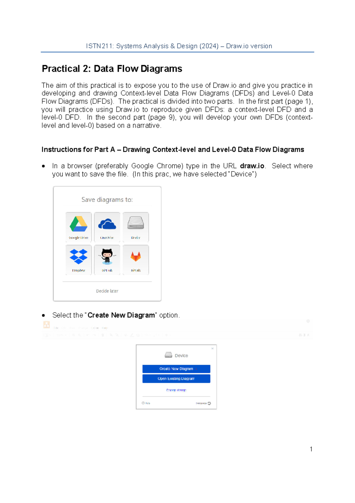 ISTN211 Practical 2 DFD 2024 - Practical 2: Data Flow Diagrams The aim of this practical is to ...
