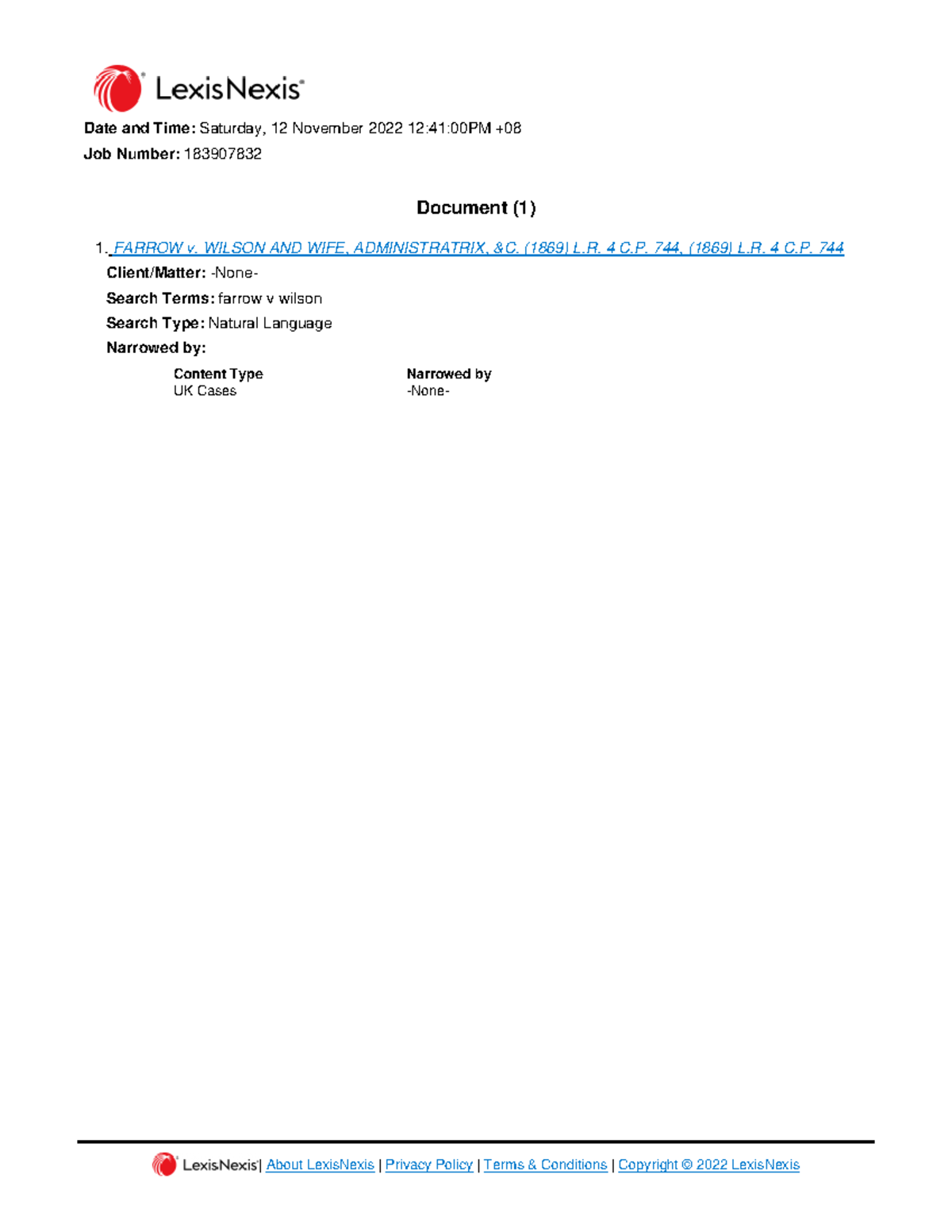 Farrow v Wilson - | About LexisNexis | Privacy Policy | Terms ...