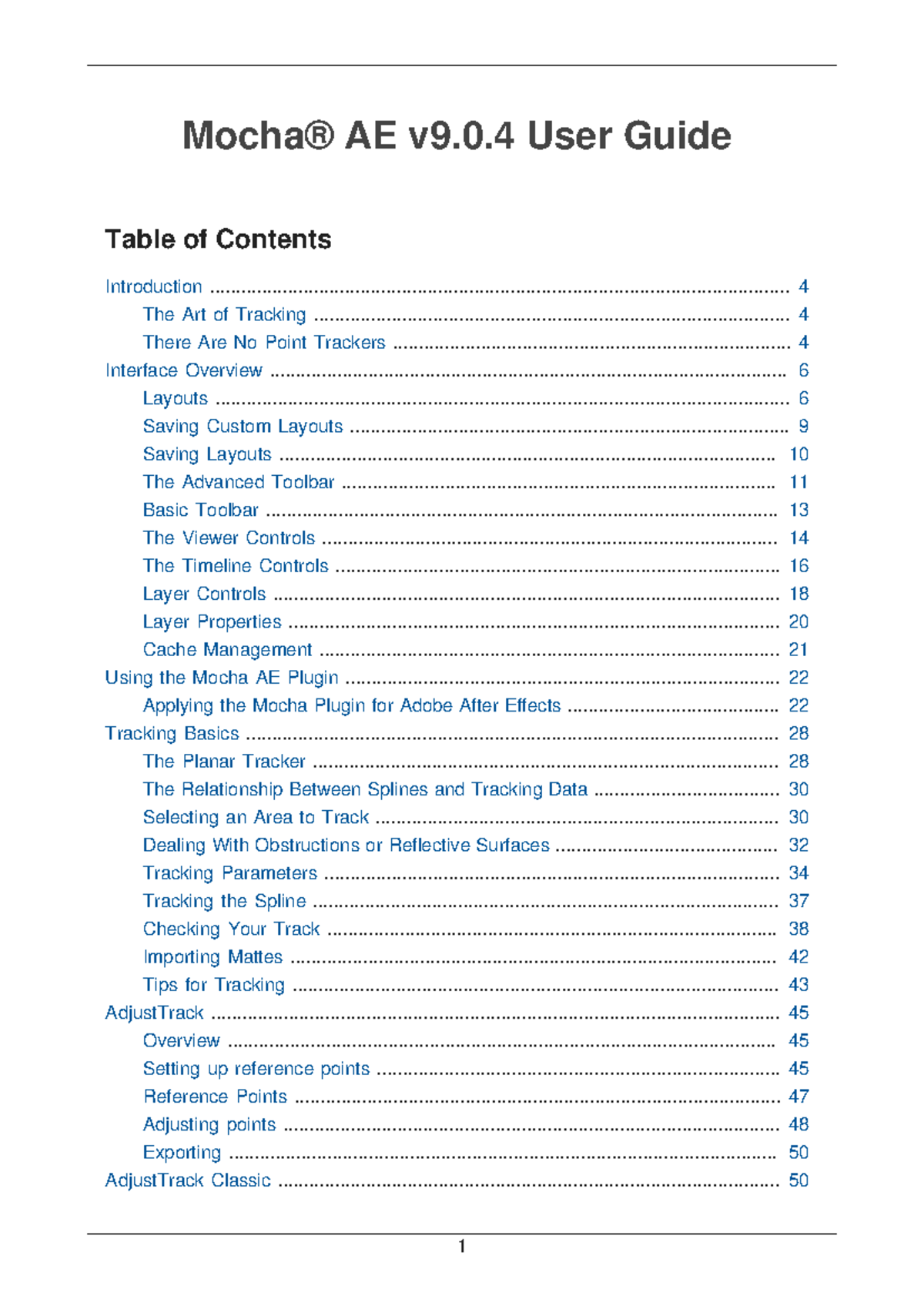 Mocha AE User Guide - Mocha® AE v9.0 User Guide Introduction Table of ...