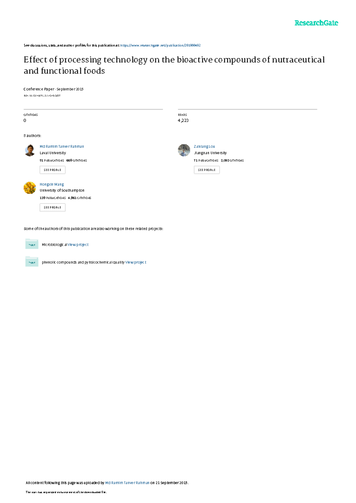 Effectofprocessingonfunctionalingredients-1 - See discussions, stats ...