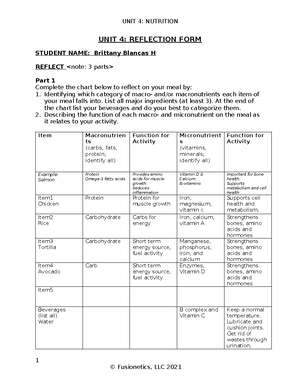 Fitness Assessment Reflection FORM - FITNESS ASSESSMENT REFLECTION FORM ...