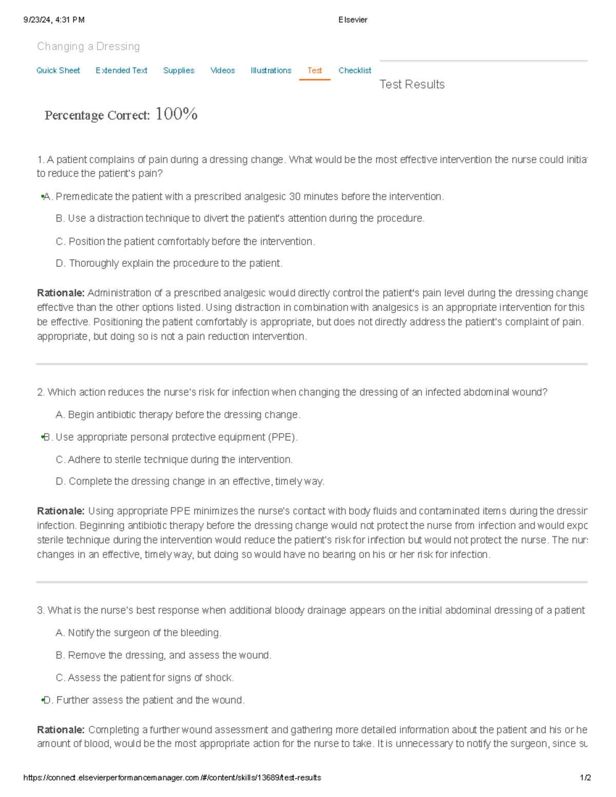 Changing a Dressing - N/A - Changing a Dressing Quick Sheet Extended ...