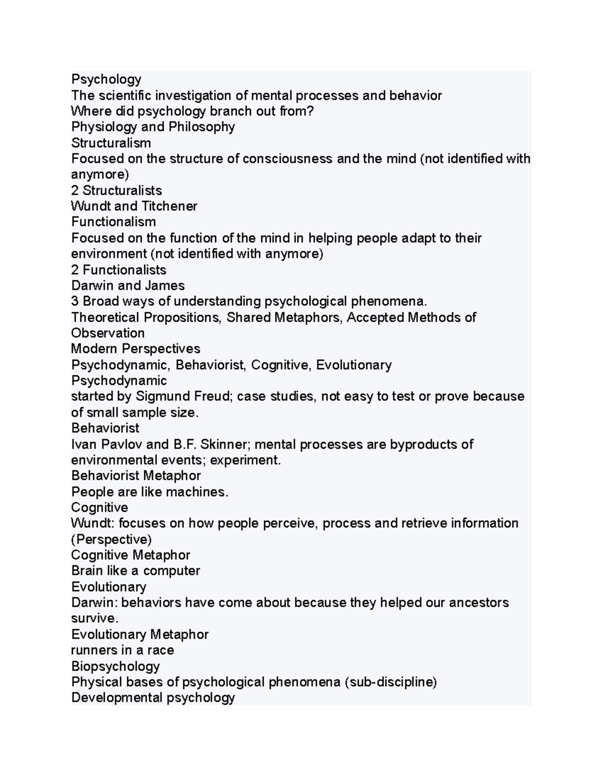 Psy 4 - Practice materials to use to study - Psychology The scientific ...