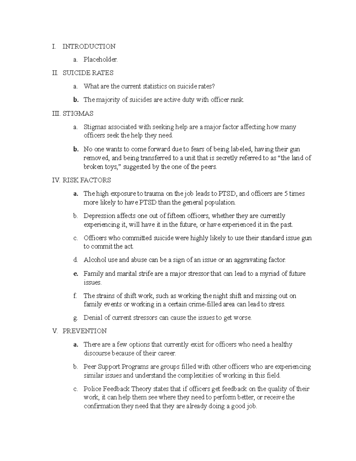 Anonymous Counseling Outline - I. INTRODUCTION a. Placeholder. II ...
