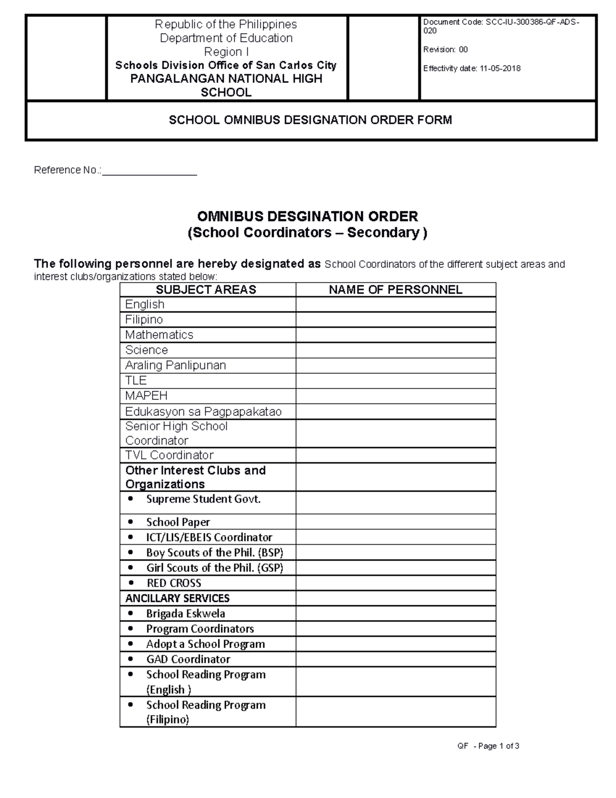 Omnibus Desgination Order School Coordin - Republic of the Philippines ...