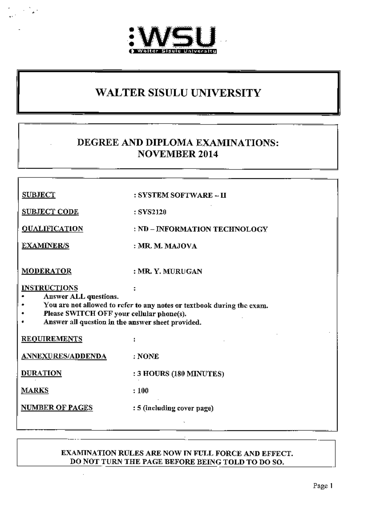 System Software 14 Question Paper - System Software - Studocu