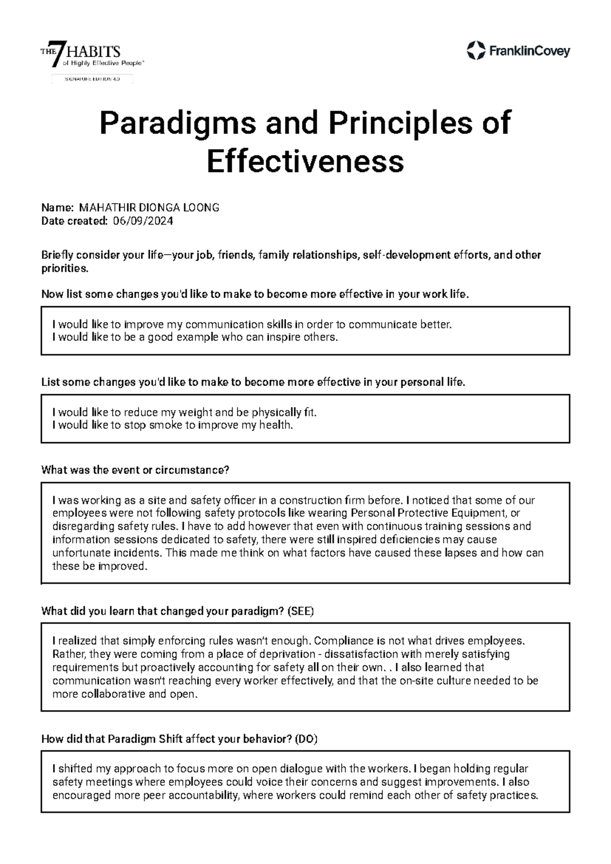 Paradigms and Principles of Effectiveness - Paradigms and Principles of ...