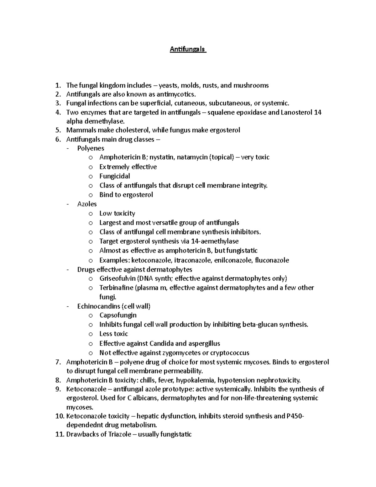 Antifungals - lecture notes - Antifungals The fungal kingdom includes ...
