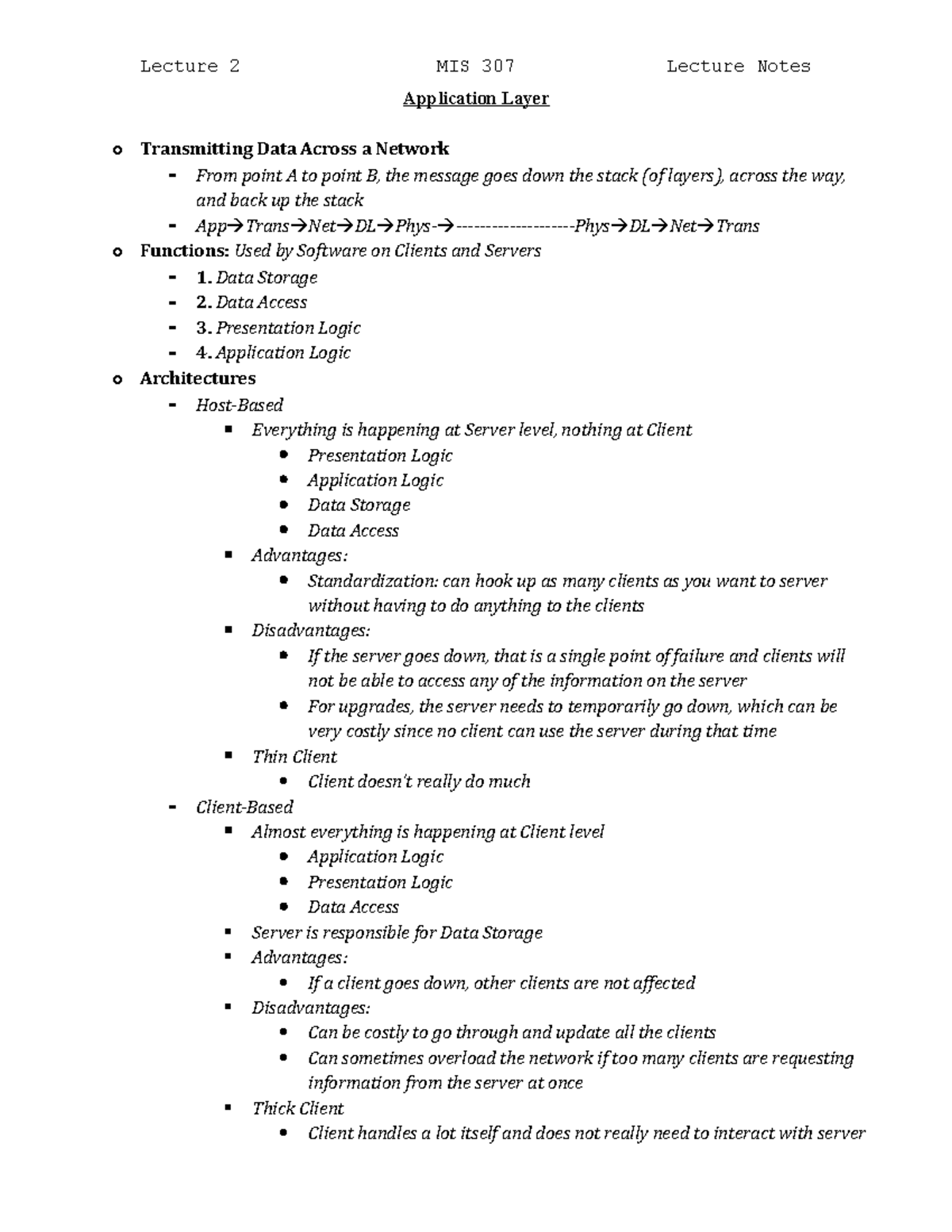 Application Layer - Teacher: Joseph Buckman - Application Layer o ...