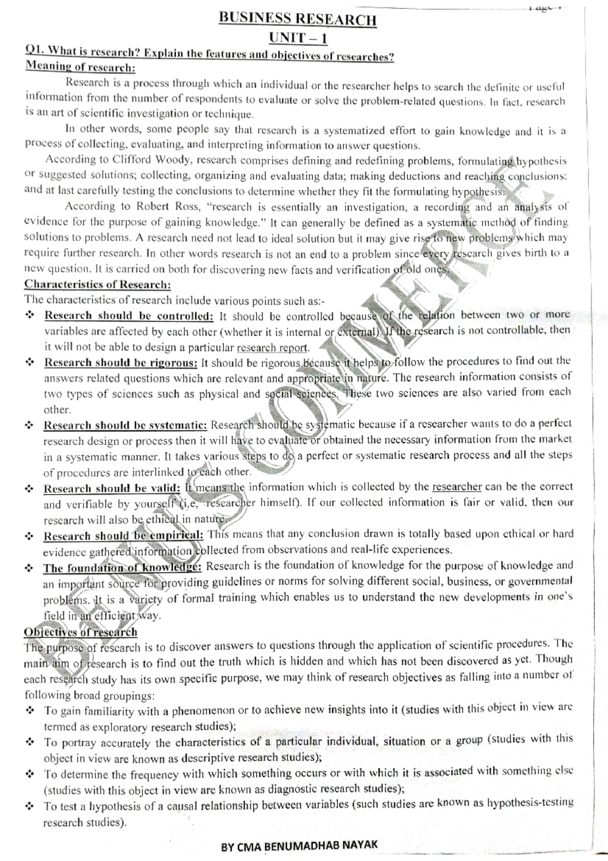 Business research benus - Bachelor of Commerce - Studocu