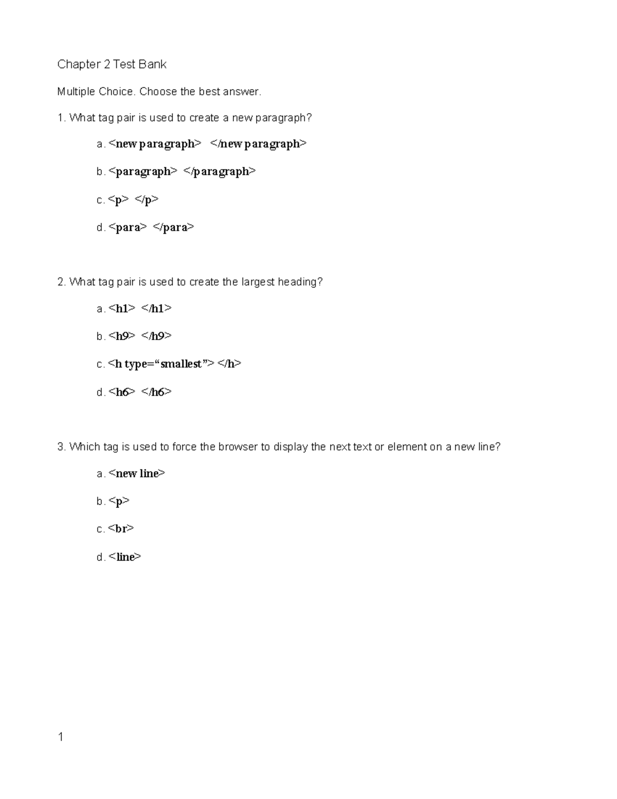 Chapter 2 Web Development And Design Foundations With Html5 Chapter 2 Test Bank Multiple