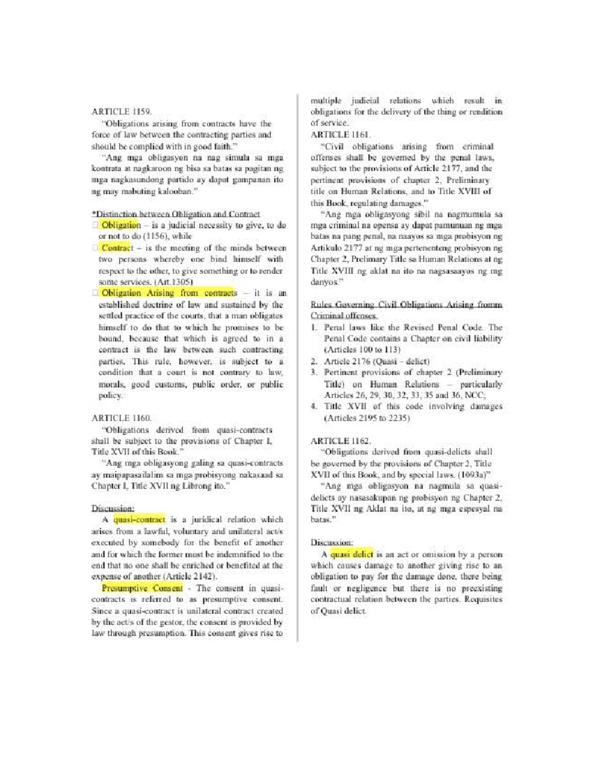 Article 1157 -Important details to remember - Obligations and Contracts ...