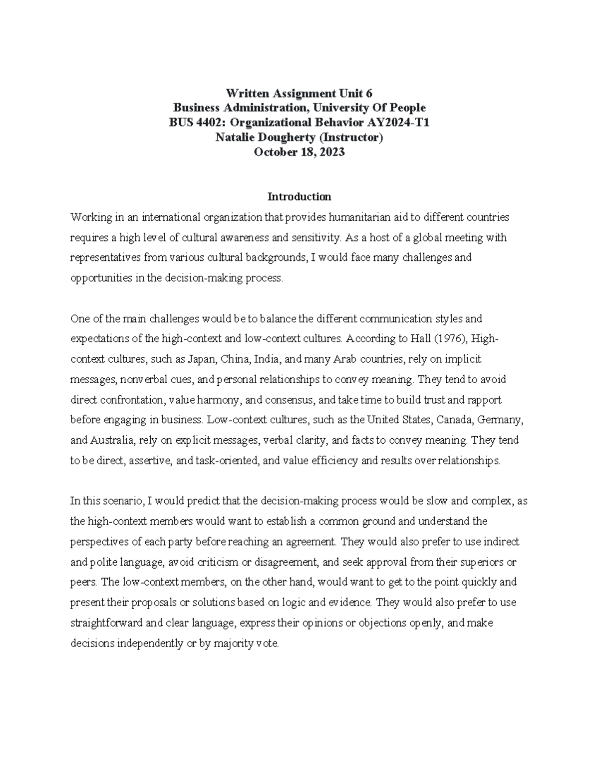 Unit 6 Written Assignment bus 4402 - Written Assignment Unit 6 Business Administration ...