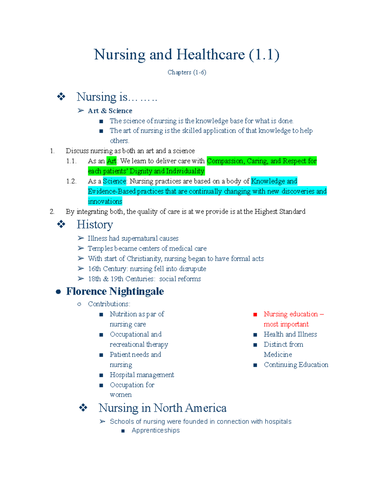 Nursing and Healthcare - ....... Art & Science The science of nursing ...