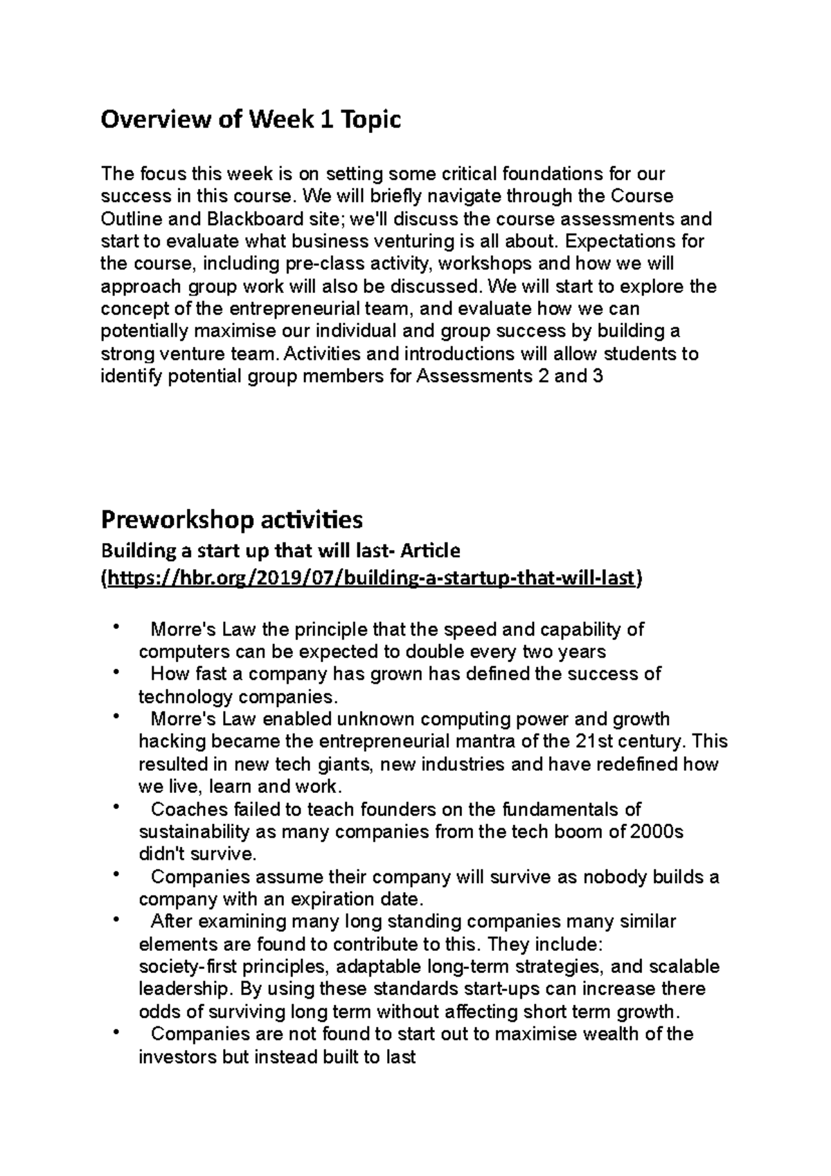 Overview of Week 1 Topic - Overview of Week 1 Topic The focus this week ...