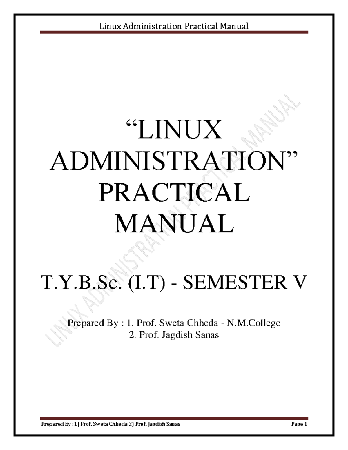 La This Linux System Administration Practical Manual