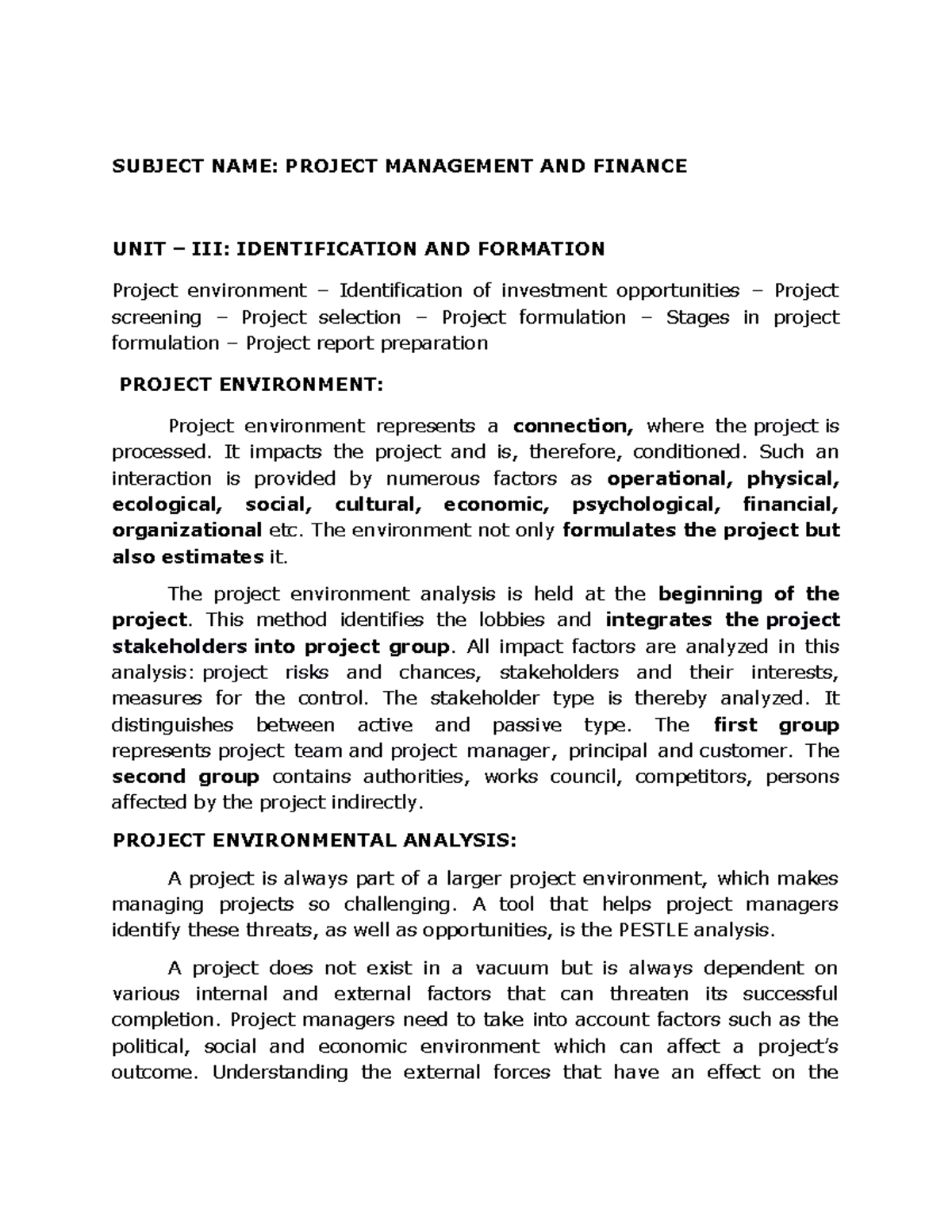 Unit - 3 - Basics OF Project Management - SUBJECT NAME: PROJECT ...