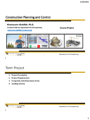 Construction Planning and Control - Construction Scheduling - PERT-1 ...