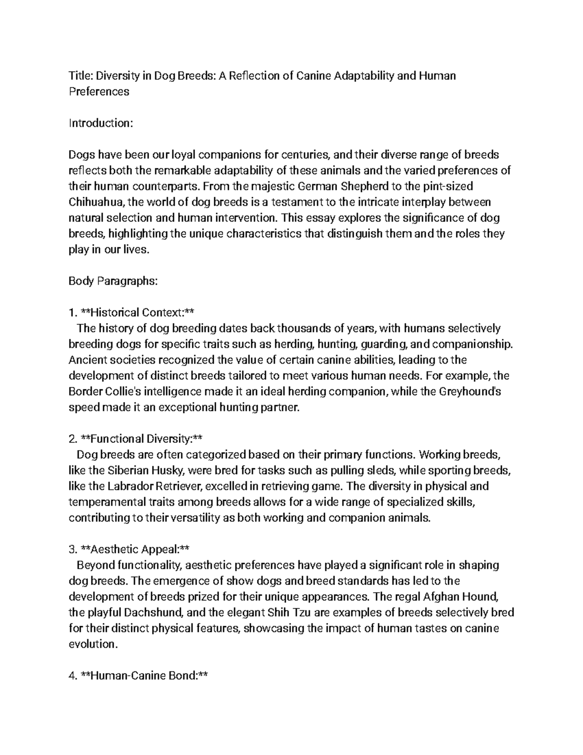 B19 - English Writing assignment - Title: Diversity in Dog Breeds: A ...