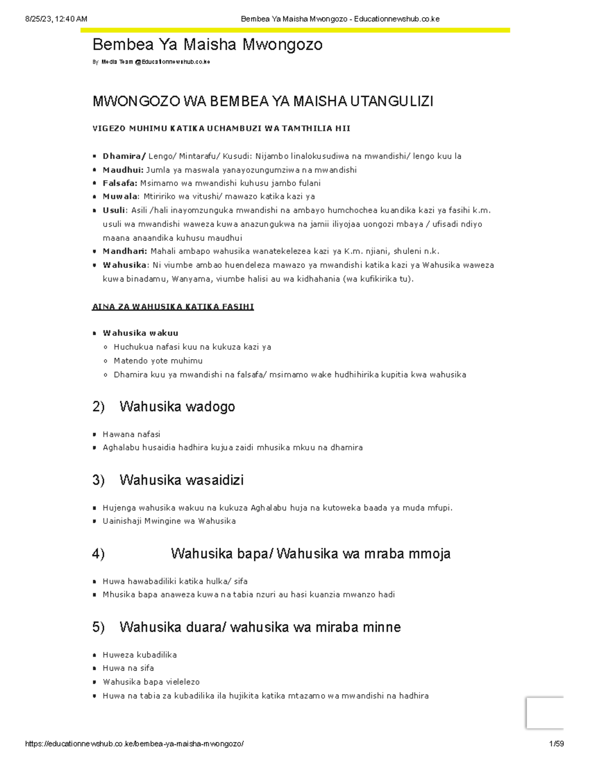 Bembea Ya Maisha Mwongozo - Educationnewshub - Bembea Ya Maisha ...