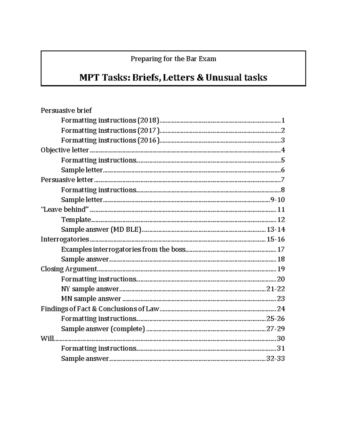 Letters, Briefs, and obscure MPT tasks-assigning memos, formatting ...