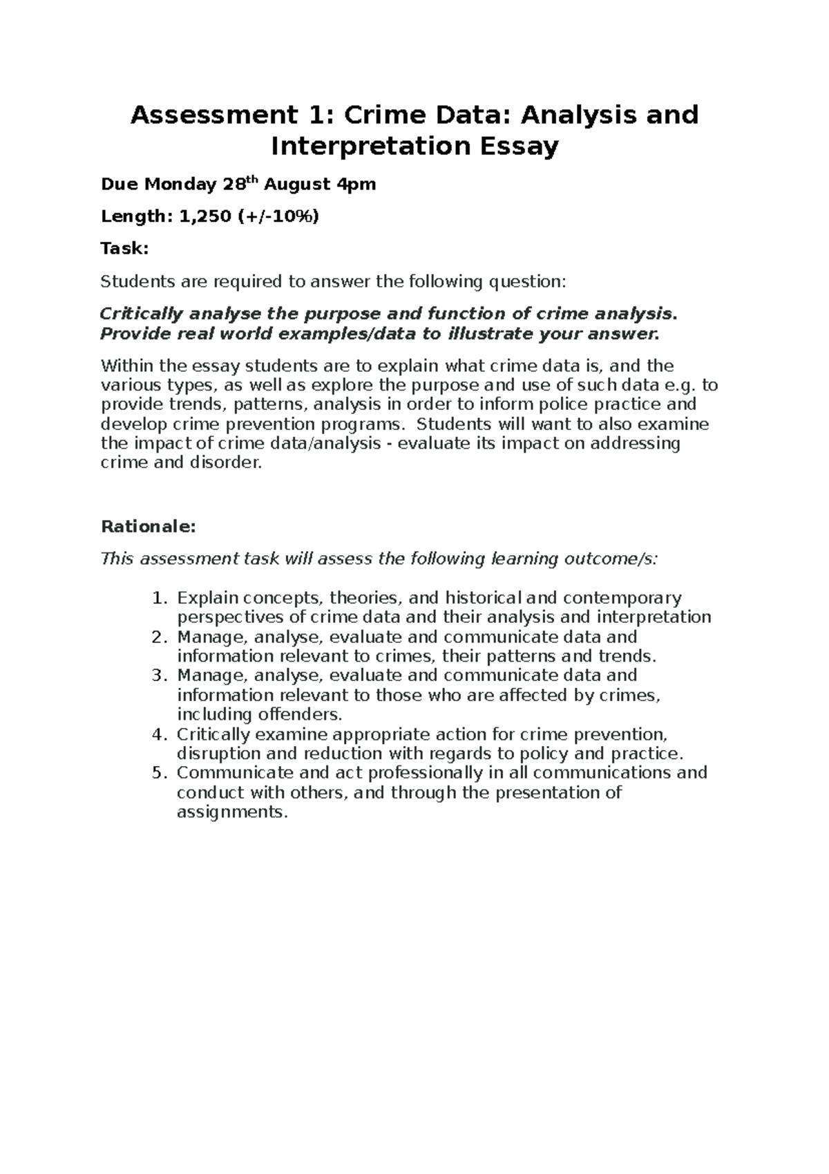 Assessment 1 Crime Data (Auto Recovered) - Assessment 1: Crime Data: Analysis and Interpretation ...