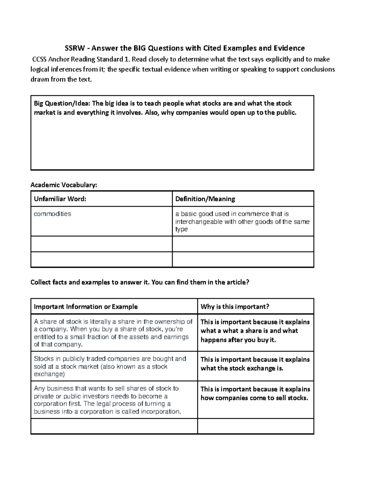 Understanding Stocks - SSRW - Answer the BIG Questions with Cited ...