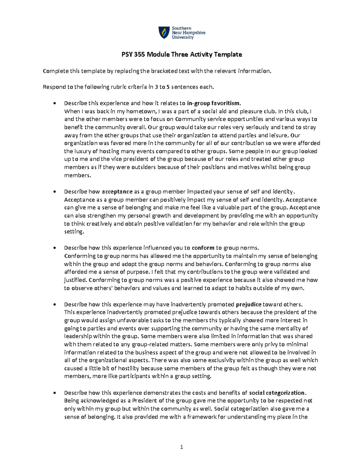 Grinasha D. PSY 355 Module Three Activity Template PDF - 1 PSY 355 ...