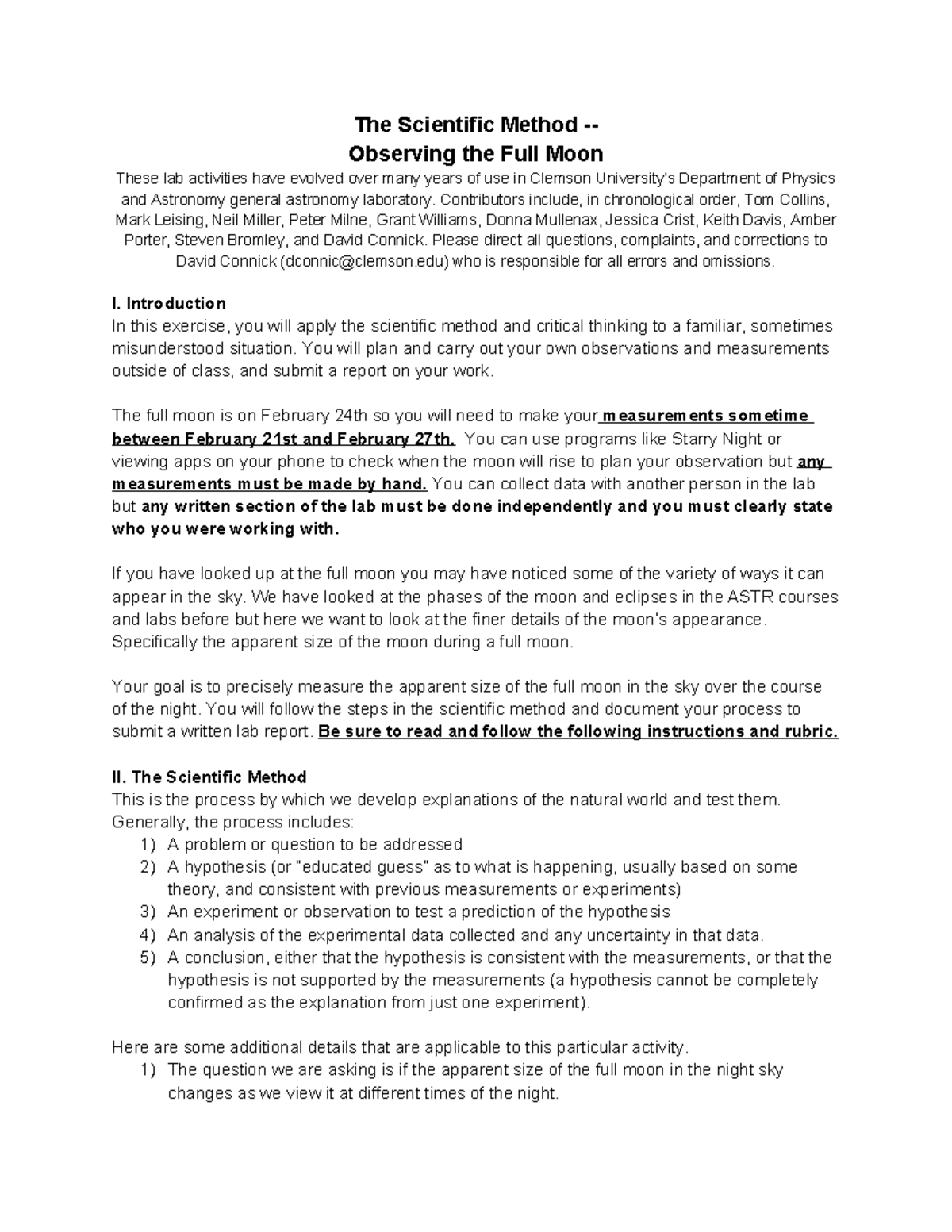 Full Moon Lab Report Guidlines - The Scientific Method - Observing the ...