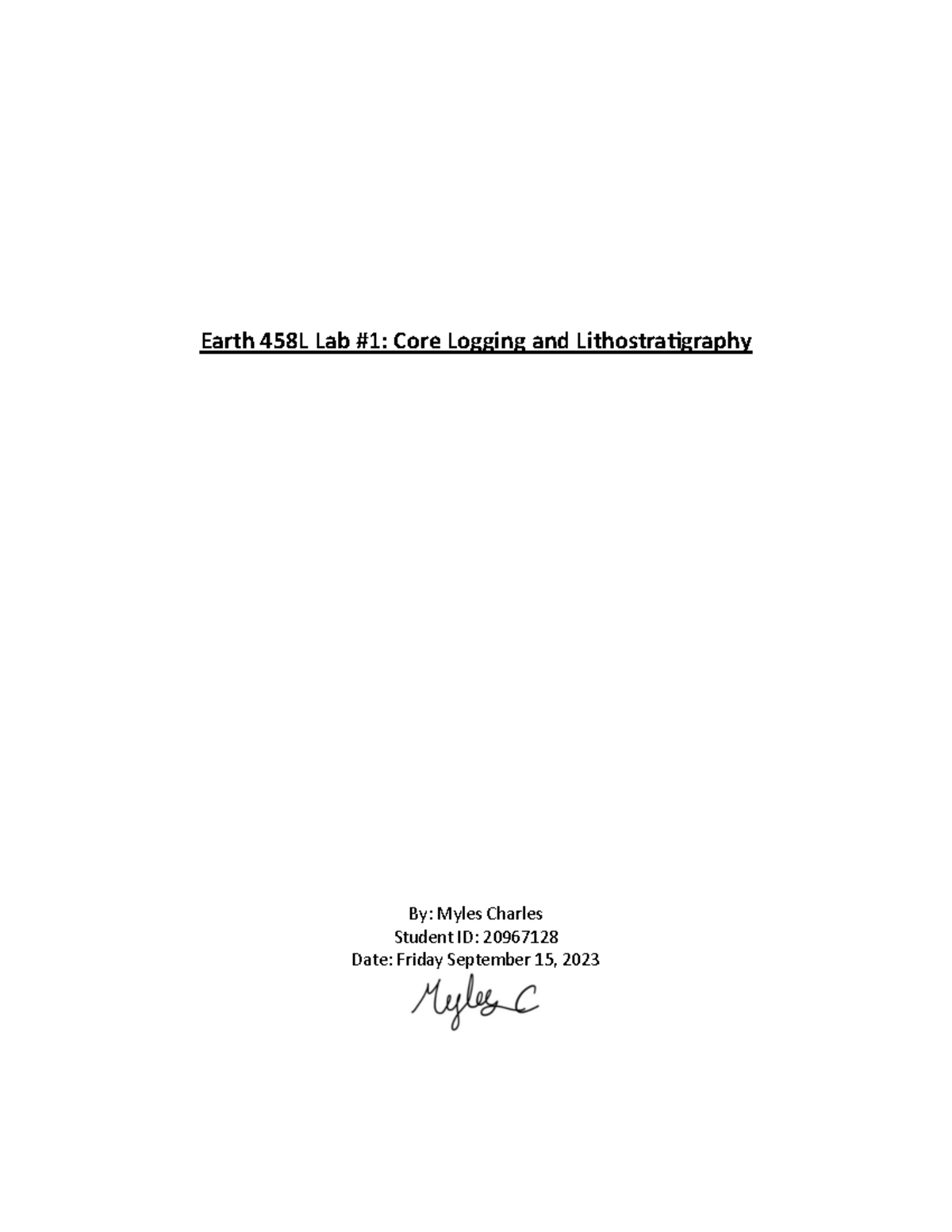 Earth 458 L Lab FC - Lab - Earth 458L Lab #1: Core Logging and ...