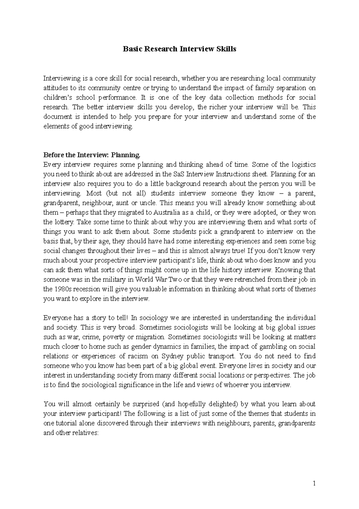 Sa S Interview Skills 2021 - Basic Research Interview Skills ...