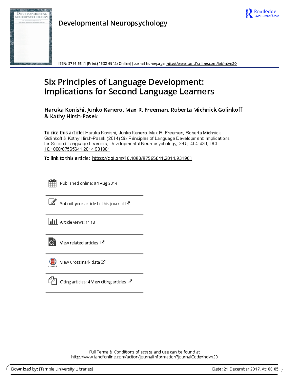 Six Principles of Language Development Implications for Second Language ...