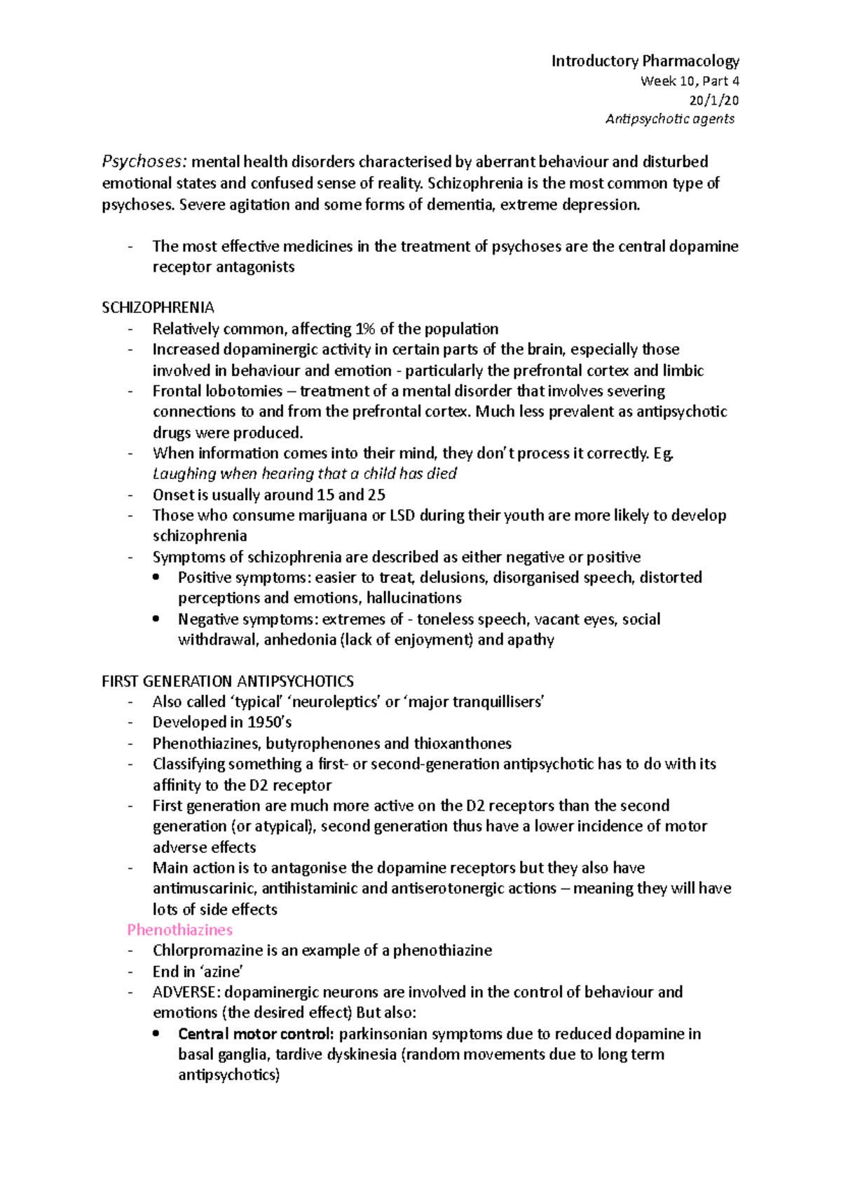Week 10, Part 4 - Week 10 lecture notes - Pharmacology - Introductory ...