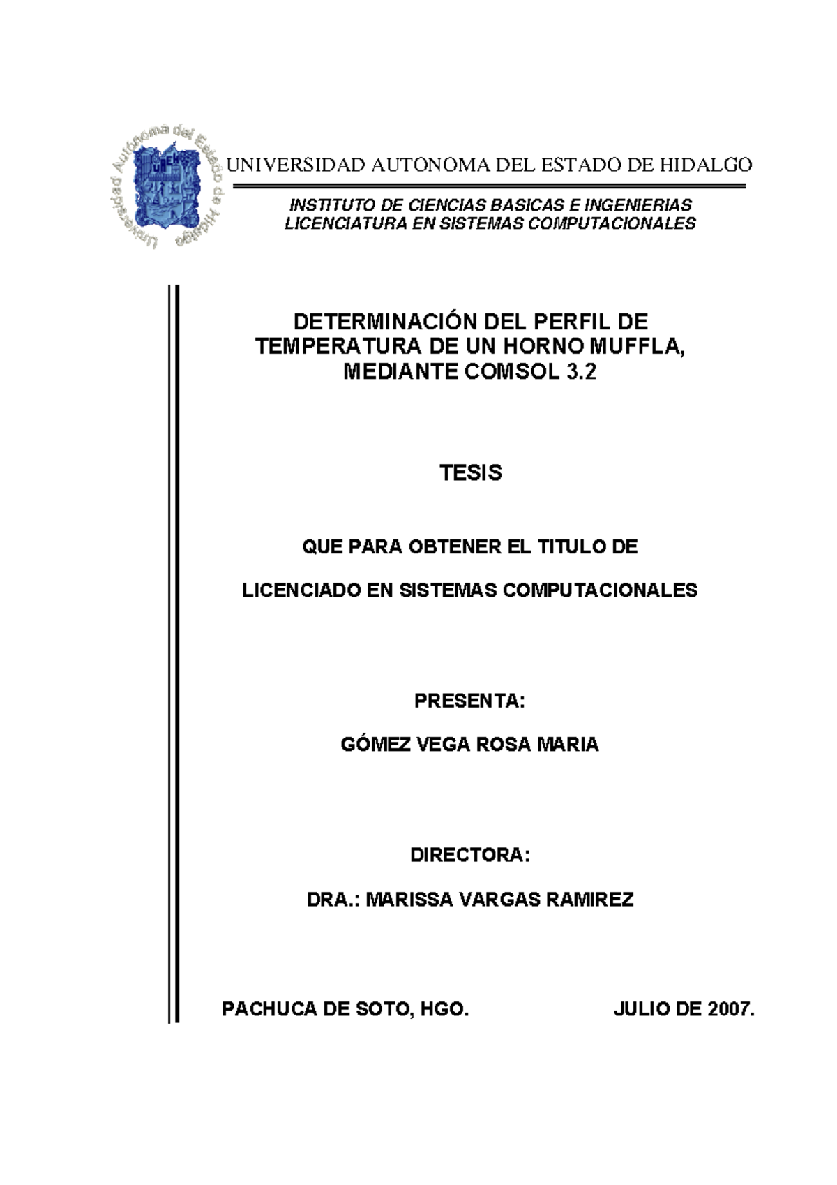 Determinacion perfil temperatura muffla - UNIVERSIDAD AUTONOMA DEL ...