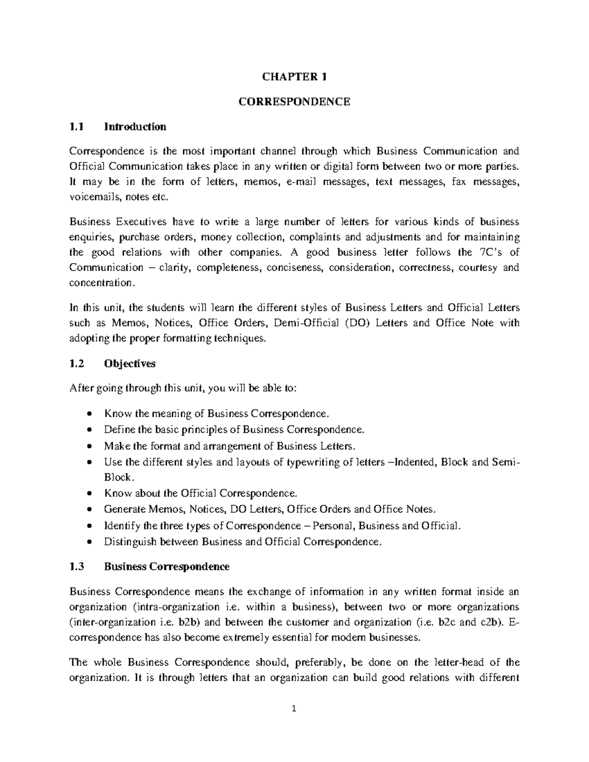 Study Material XII Typograhpy & Comp - CHAPTER 1 CORRESPONDENCE 1 ...