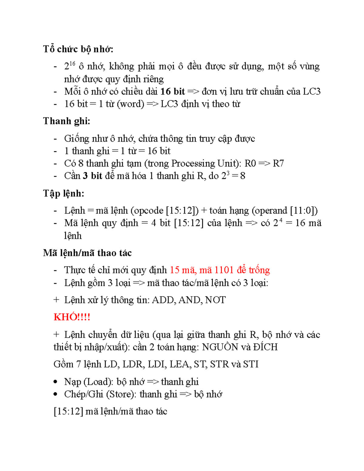 LC3 - LC3 Code - T ऀ chức bô ̣nhớ: 216 ô nhớ, không ph愃ऀi m漃⌀i ô đ u được sử d甃⌀ng, mô t s Ā ...