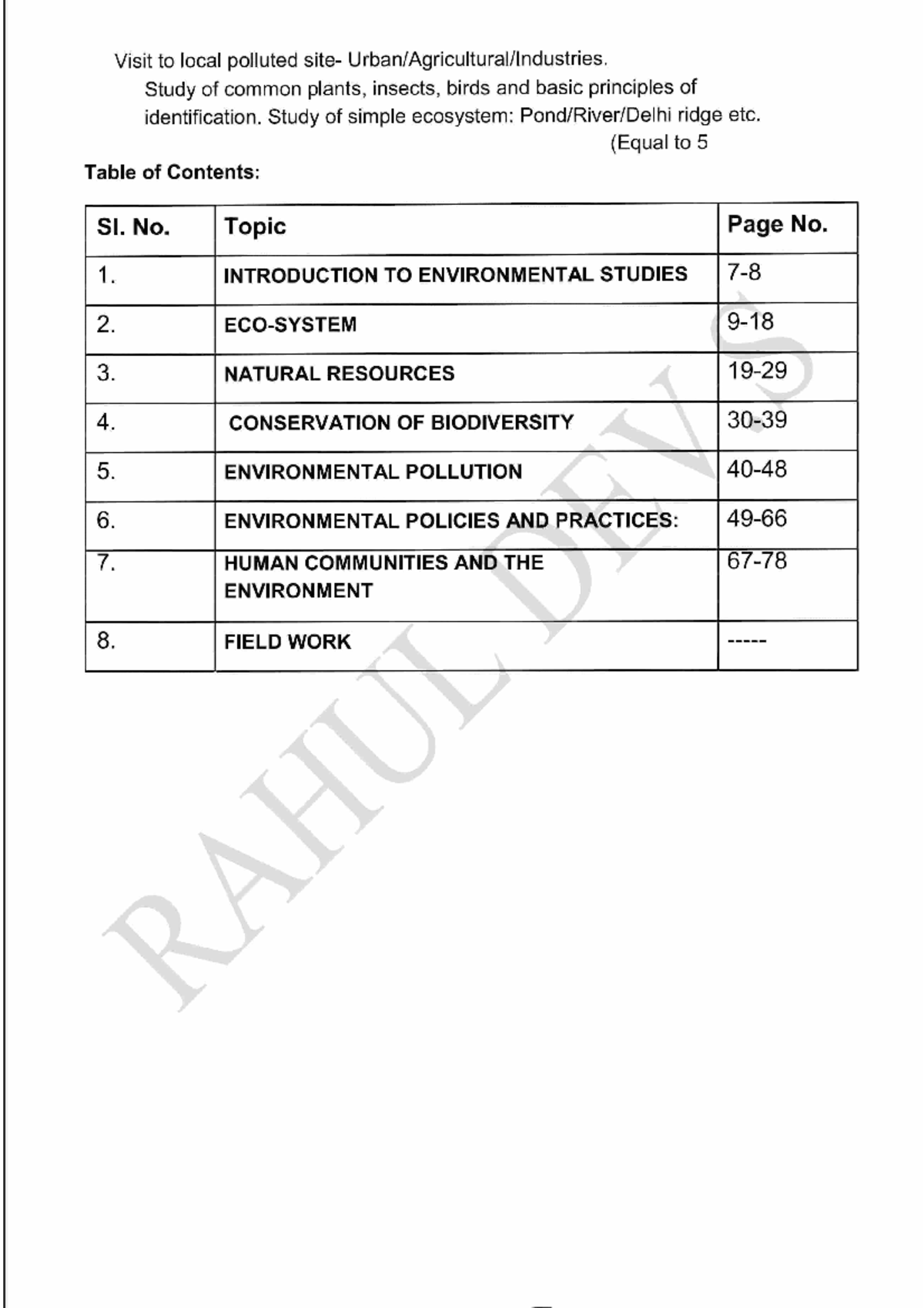 EVS short notes - Environmental Studies - Studocu