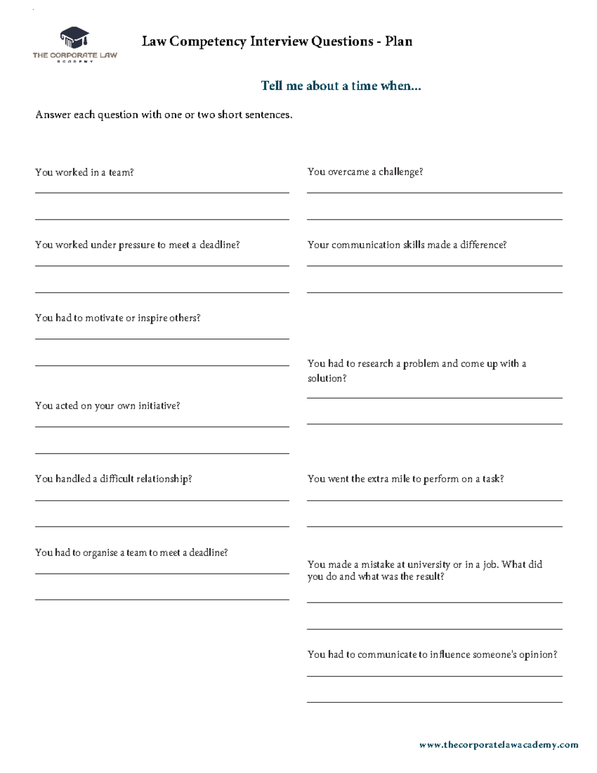 Law+Competency+Interview+Plan - thecorporatelawacademy Law Competency ...