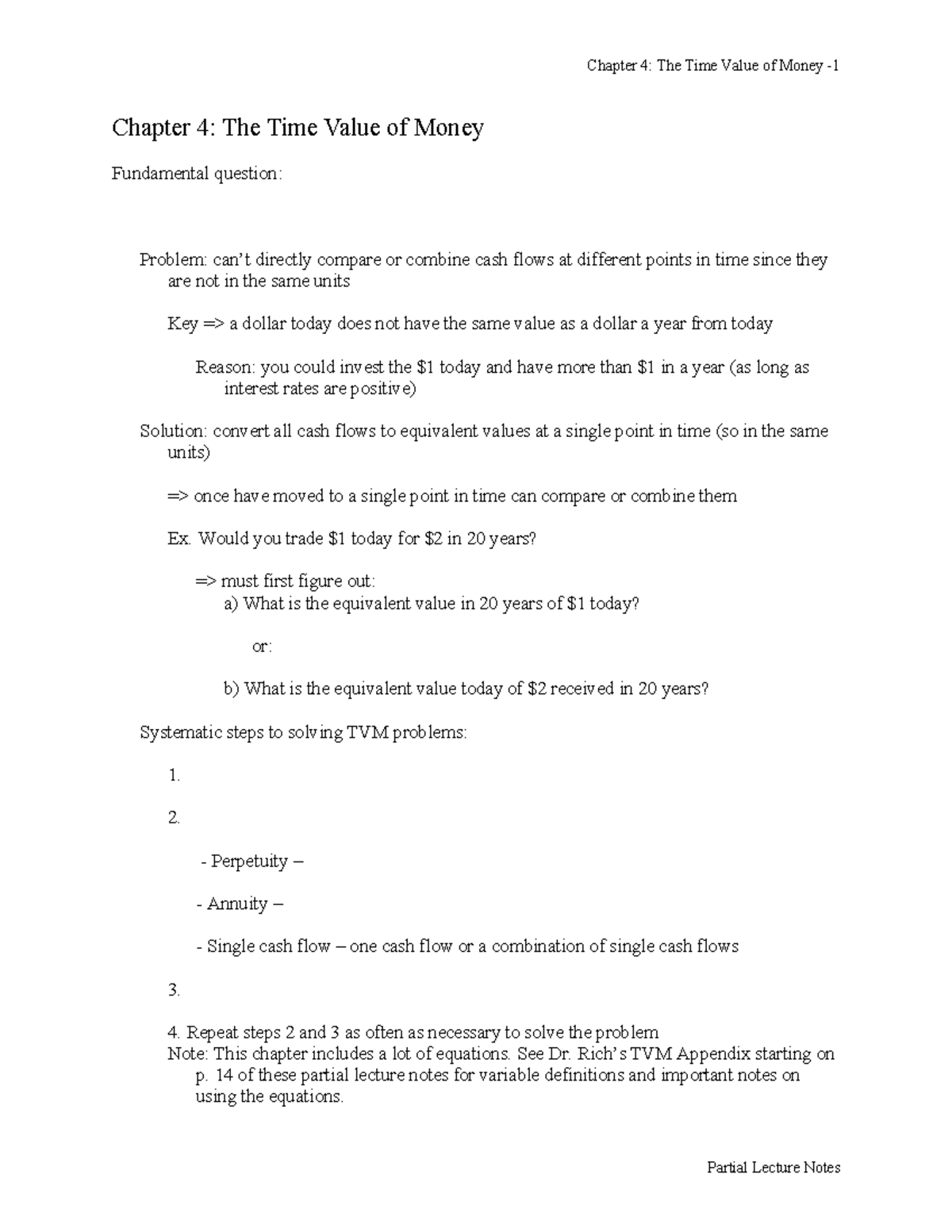 Ch04 tvm - ??? - Chapter 4: The Time Value of Money Fundamental ...