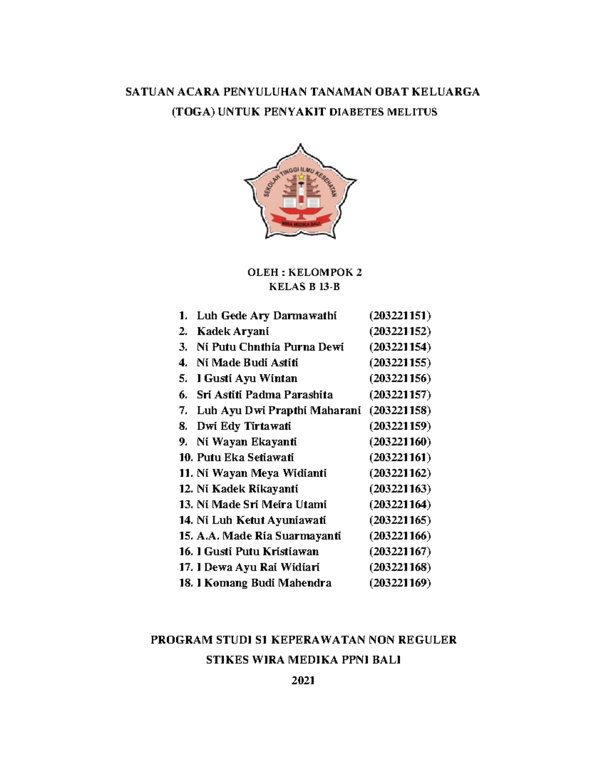 SAP+Leaflet TOGA untuk Penyakit DM - SATUAN ACARA PENYULUHAN TANAMAN ...