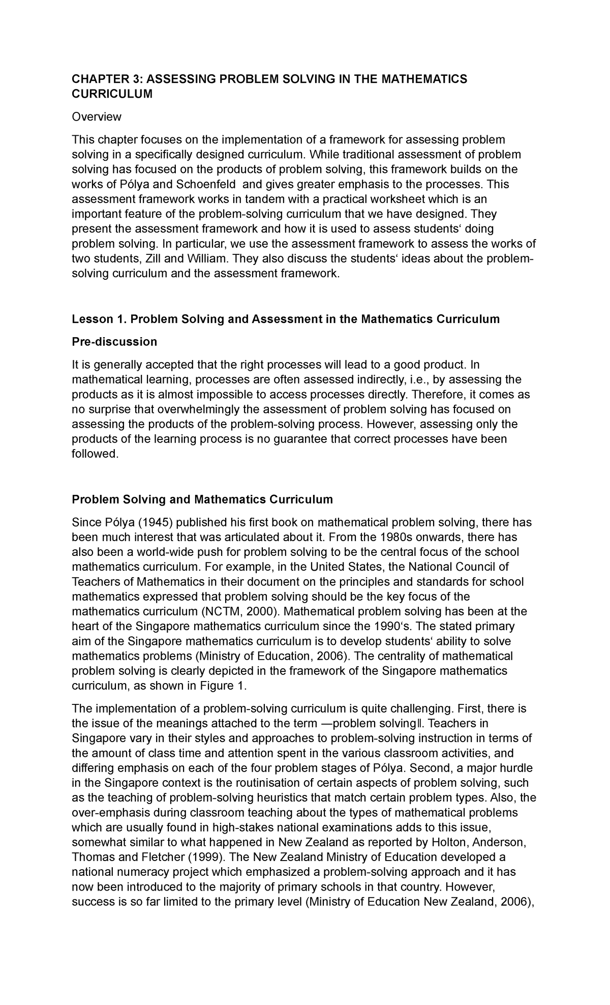 Assessment - Answers - CHAPTER 3: ASSESSING PROBLEM SOLVING IN THE ...