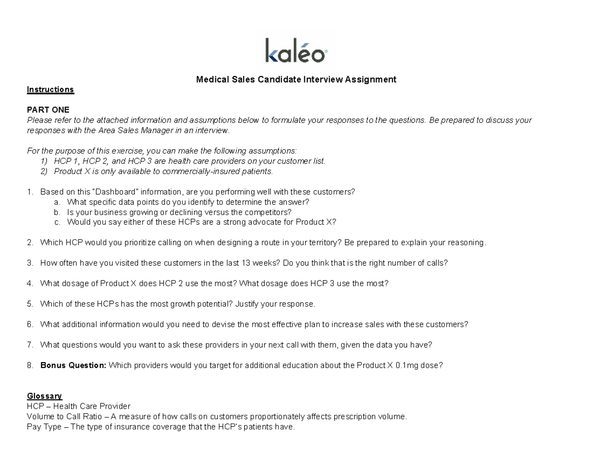 2023 Medical Sales Interview Assignment - Medical Sales Candidate ...