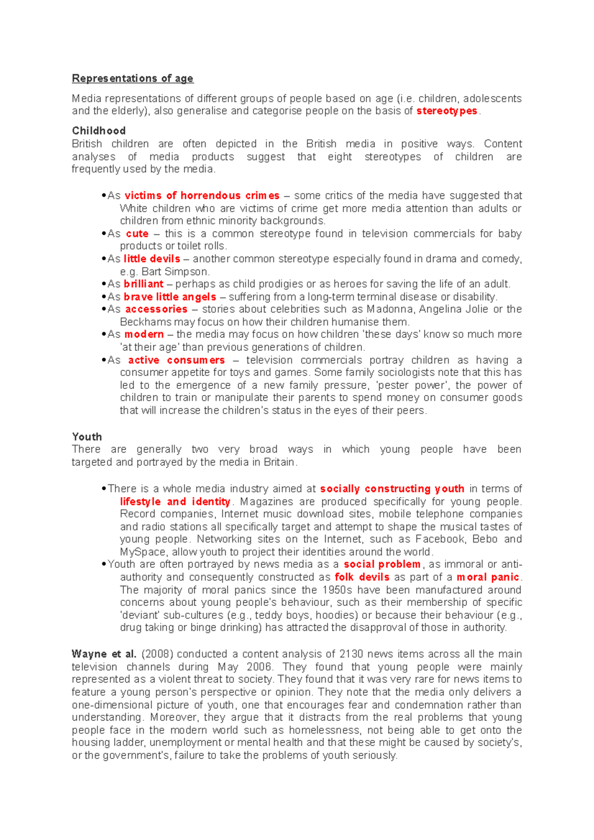 Representations of age - Representations of age Media representations ...
