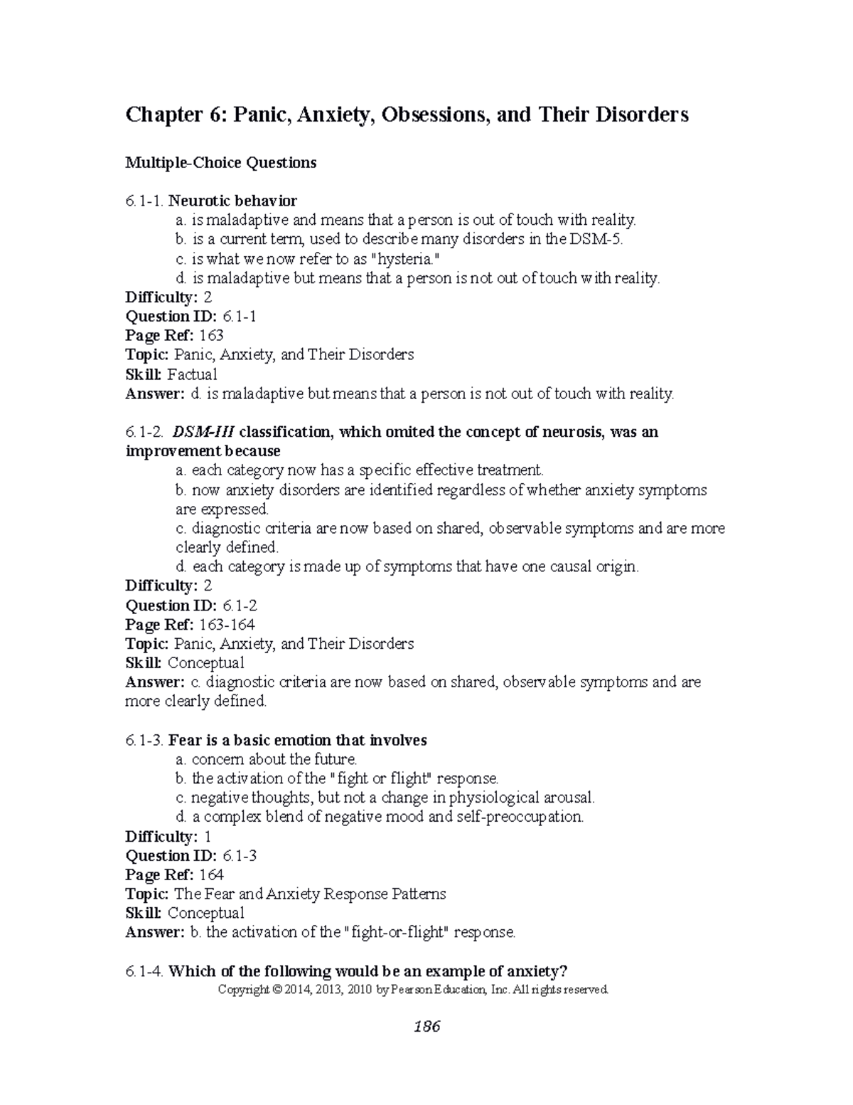 Chapter 6 Panic, Anxiety, Obsessions, and Their Disorders - Chapter 6 ...