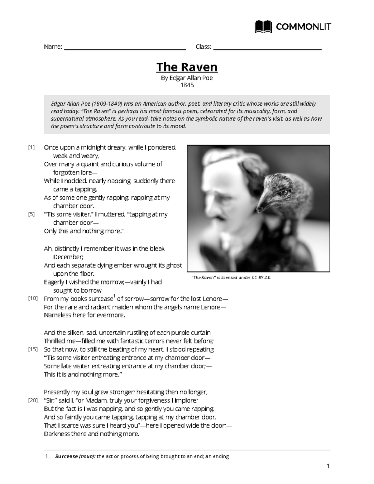 Silo - Notes - Name: Class: "The Raven" is licensed under CC BY 2. The ...
