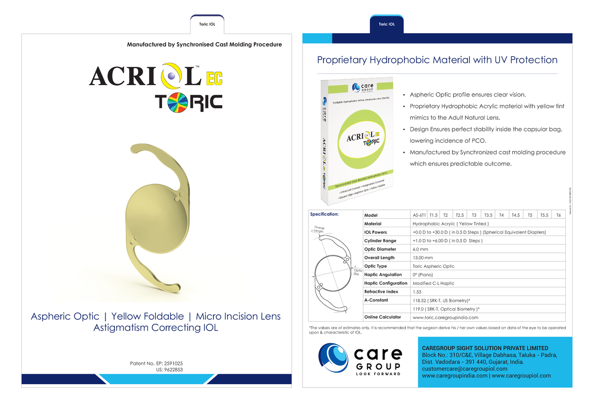 Acriol ec toric brochure - Toric IOL Toric IOL Manufactured by ...