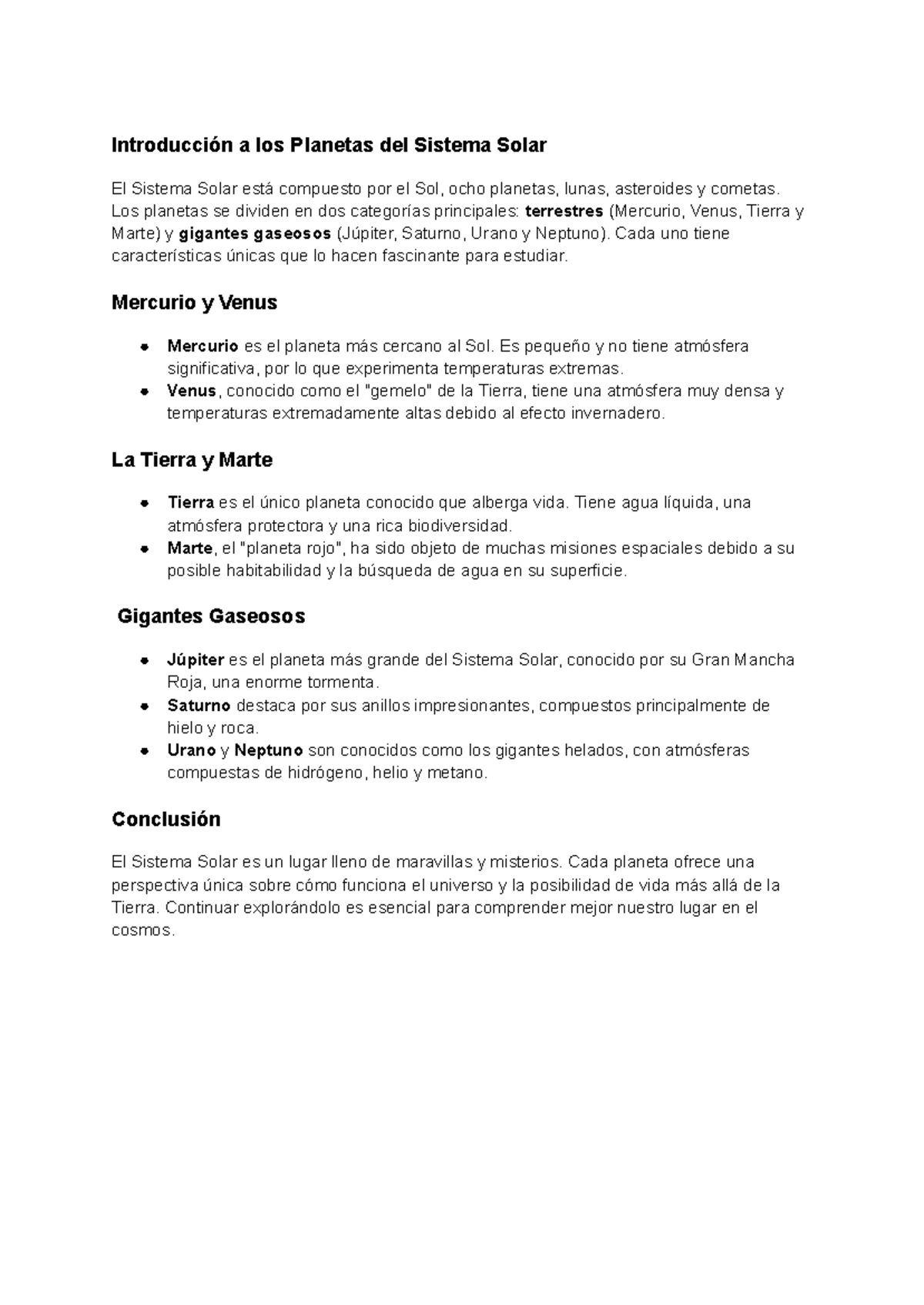 Introducción a los Planetas del Sistema Solar - Introducción a los ...