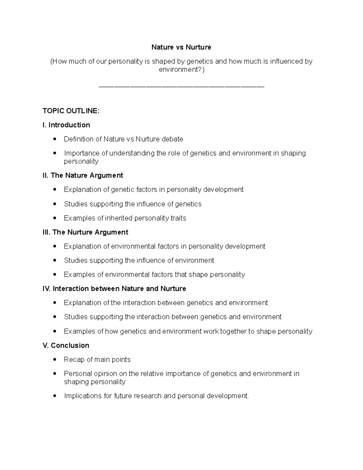 Nature vs Nurture - Nature vs Nurture (How much of our personality is ...