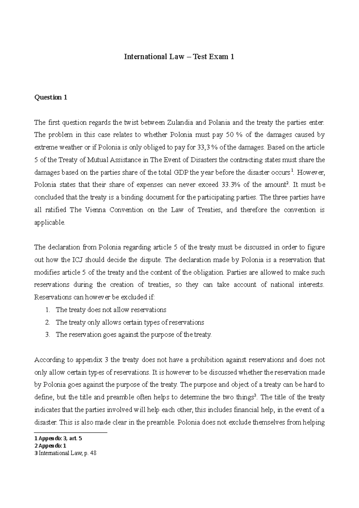 International Law - test exam 1 - International Law – Test Exam 1 ...