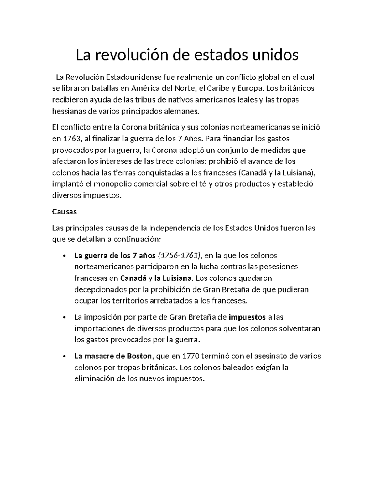 La revolución de estados unidos - La revolución de estados unidos La ...